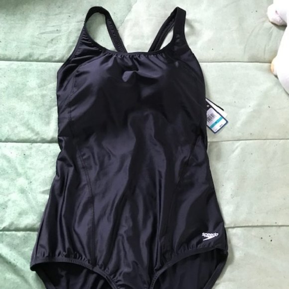 Speedo | Swim | Nwt Speedo Black Womens Swimsuit Moderate Coverage Size ...